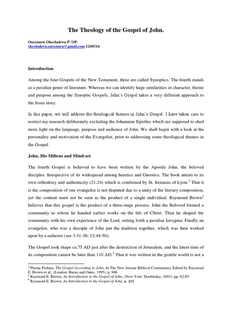 The Theology of The Gospel of John | PDF | Gospel Of John | Christology