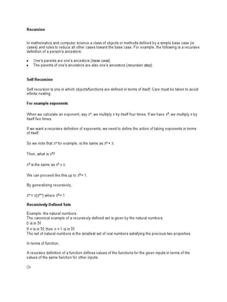 X X X X: Recursion | PDF | Recursion | Function (Mathematics)