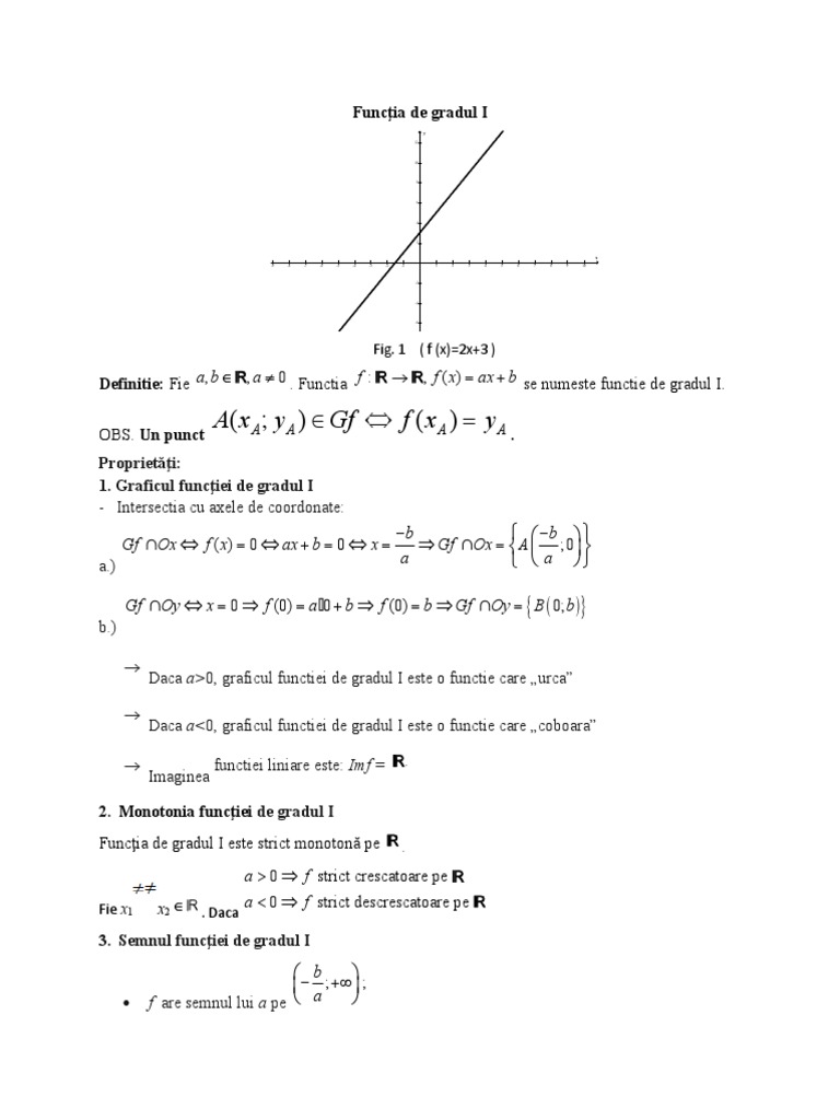 Teorie Aplicatii Functia de Gradul I-2 | PDF