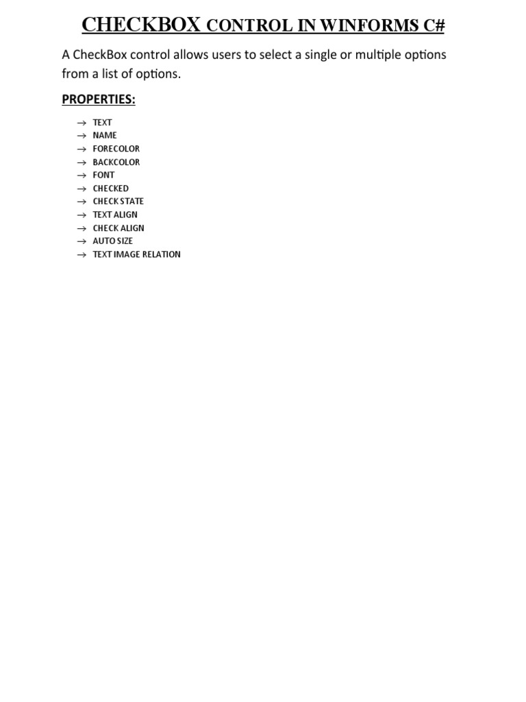 Checkbox in Winforms | PDF