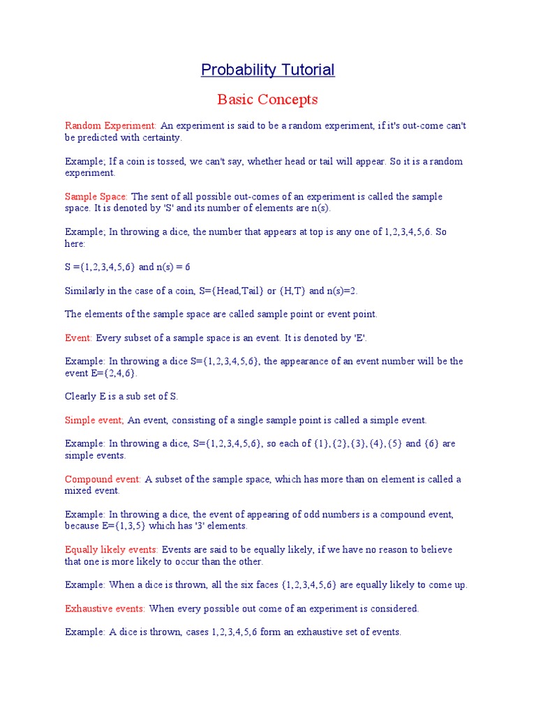Probability Tutorial Basic Concepts Download Free Pdf Probability