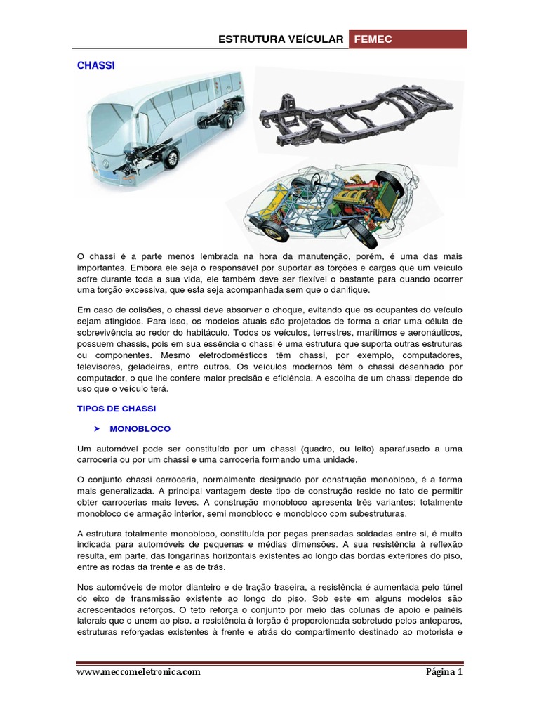 Análise da estrutura veicular através da descrição dos principais tipos ...