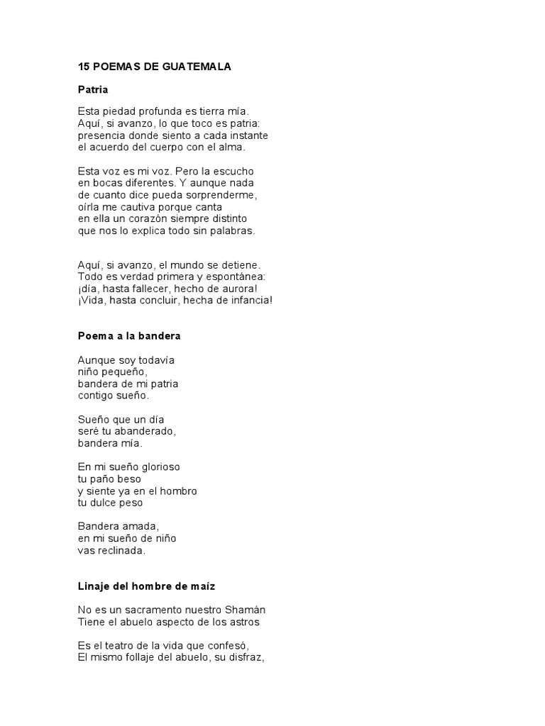 15 Poemas de Guatemala | Descargar gratis PDF | Guatemala