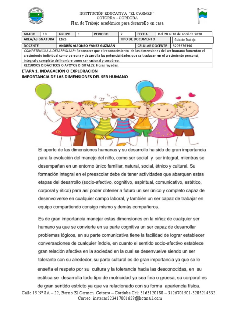 Guía de Etica Grado Decimo, Andrés Yánez | PDF | Las emociones | Homo Sapiens