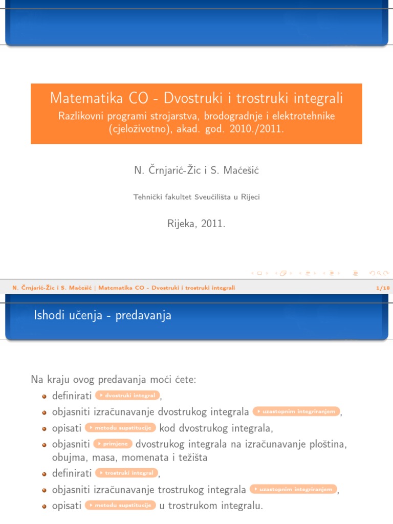 Dvostruki I Trostruki Integrali - Prezentacija | PDF