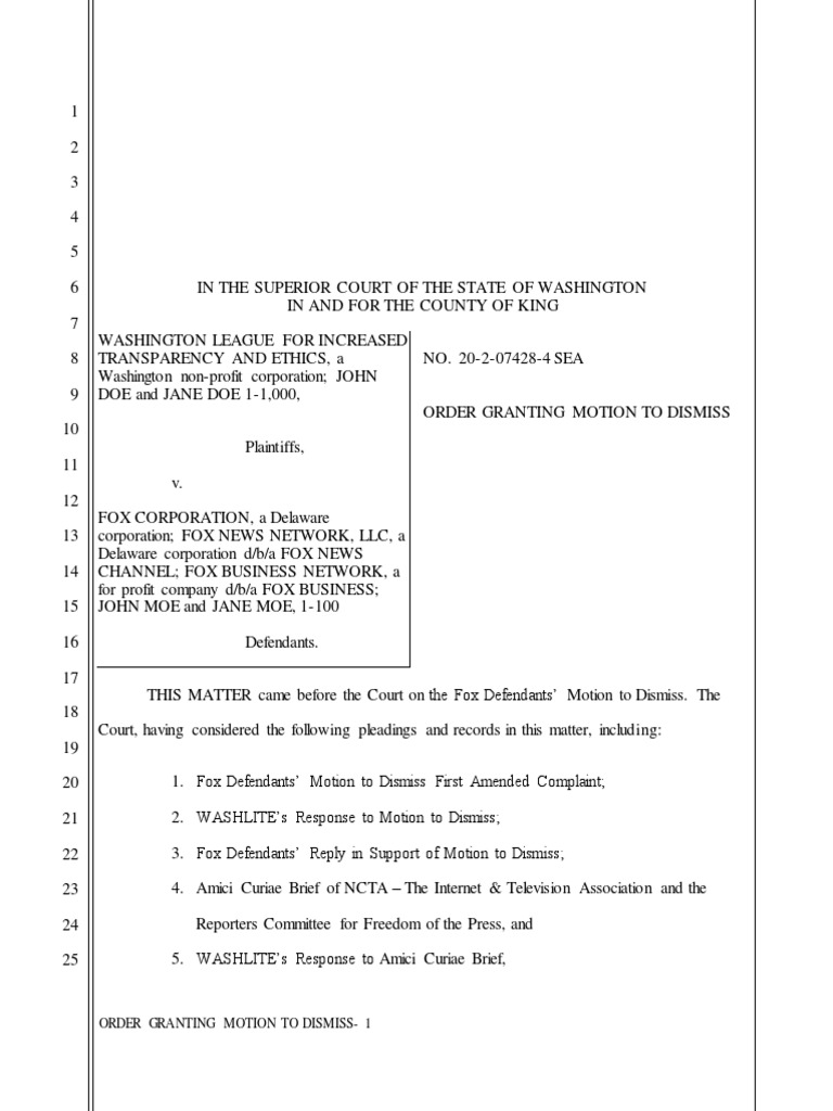 2020-05-27 Order Granting Motion to Dismiss | First Amendment To The ...