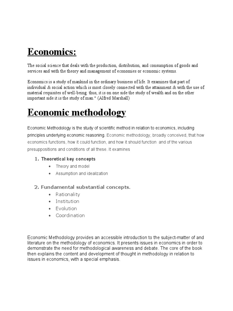 Economic Methodology Explained | PDF | Economics | Scientific Method