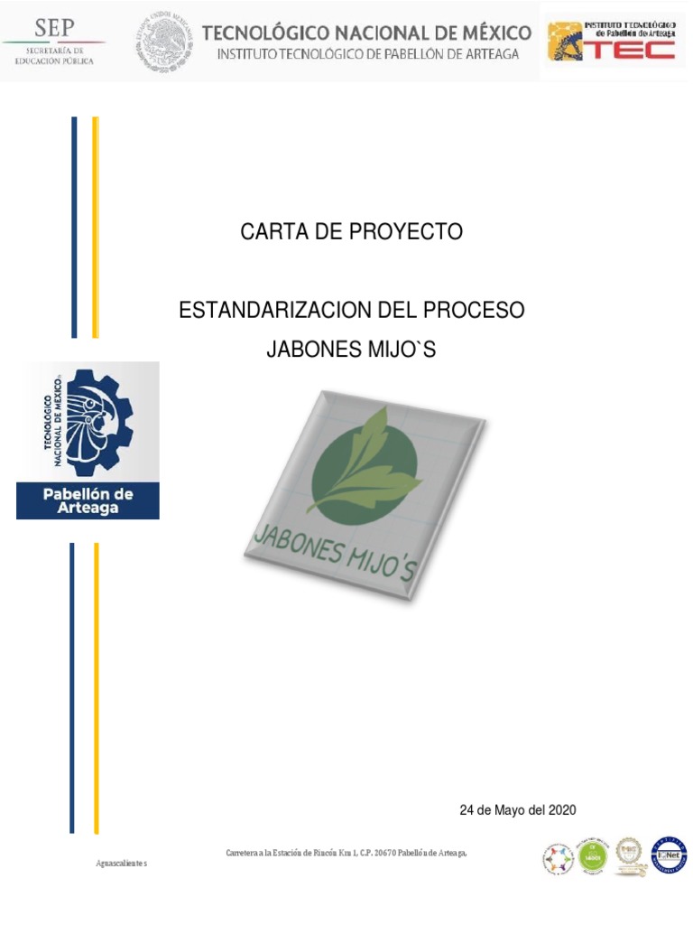 Carta de Proyecto - Lean Six Sigma - Brayan Ruiz Esparza Campos - 8º B - Industrial | PDF ...
