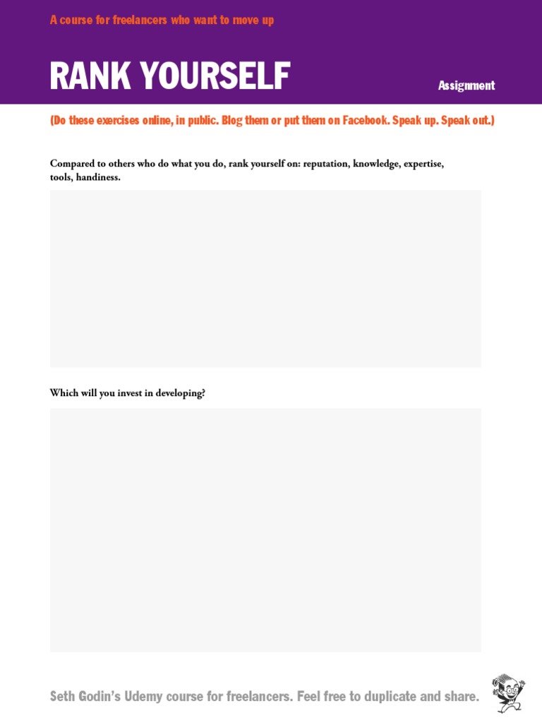 Rank Yourself: Seth Godin's Udemy Course For Freelancers. Feel Free To ...