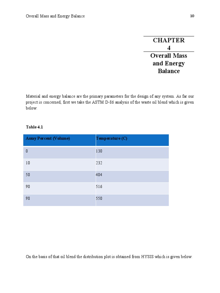 Overall Mass and Energy Balance | PDF | Petroleum | Fuels