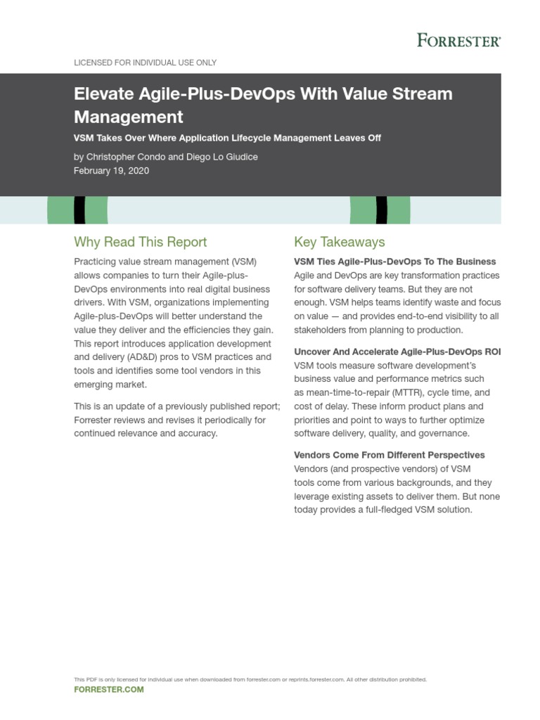 Elevate Agile-Plus-DevOps With Value Stream Management | PDF | Agile ...