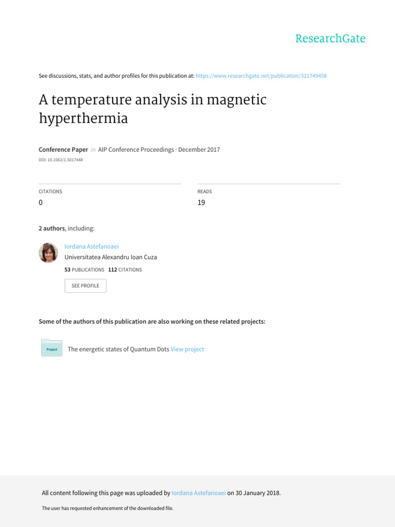 Temperature Analysis in Magnetic Hyperthermia | PDF | Physics ...