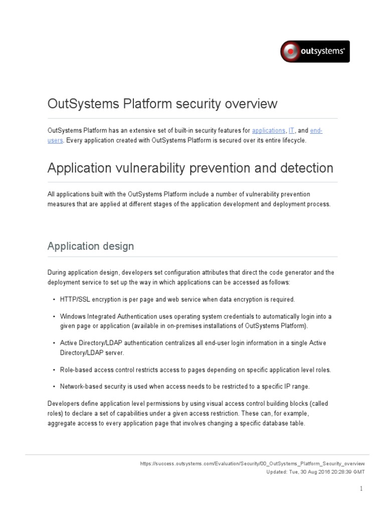 Outsystems Platform Security Overview: Application Design | PDF ...