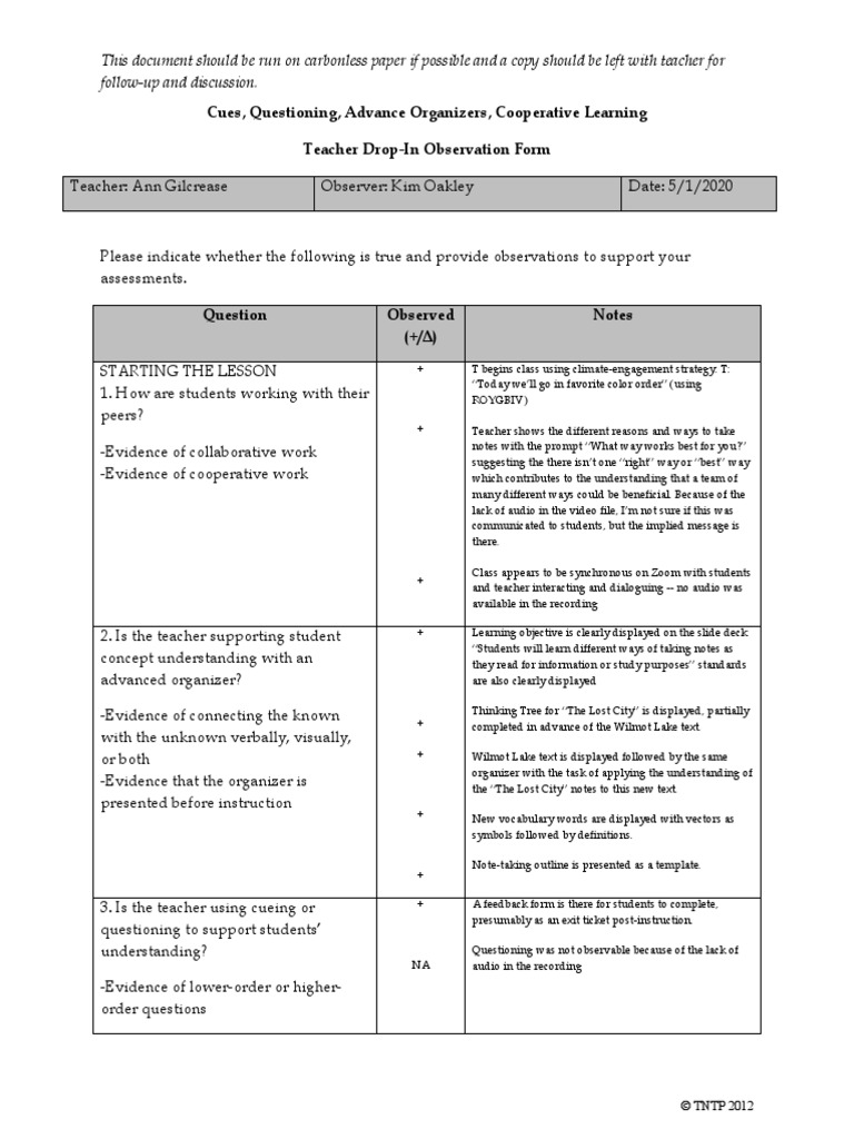 Cues, Questioning, Advance Organizers, Cooperative Learning Teacher ...