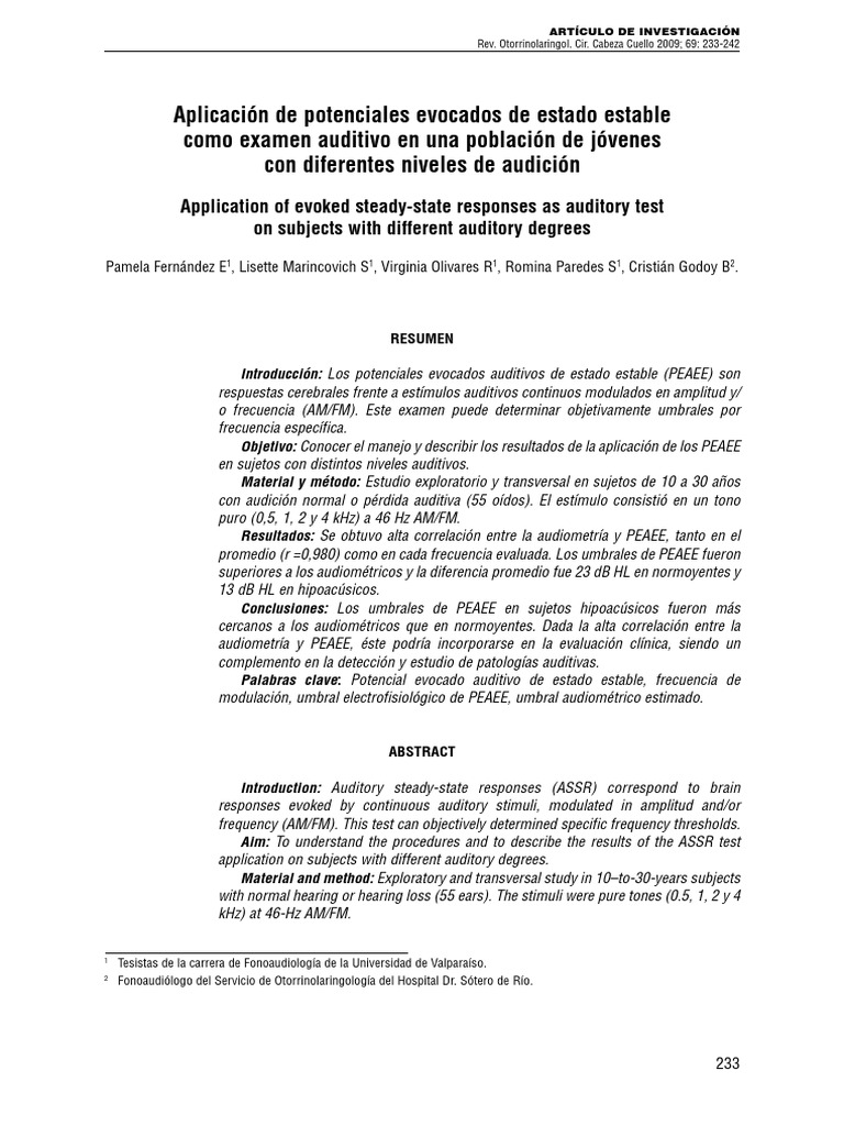 Aplicación de potenciales evocados de estado estable | PDF | Modulación de frecuencia | Prueba ...