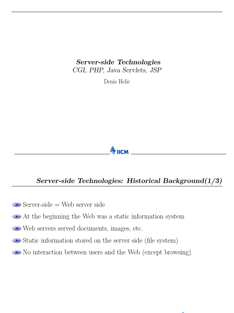 Slides Server Side Main | PDF | Java Server Pages | Java Servlet