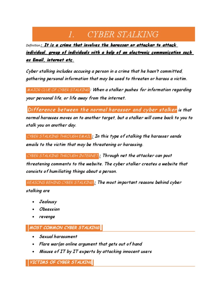 Cyber Stalking | PDF | Stalking | Misconduct