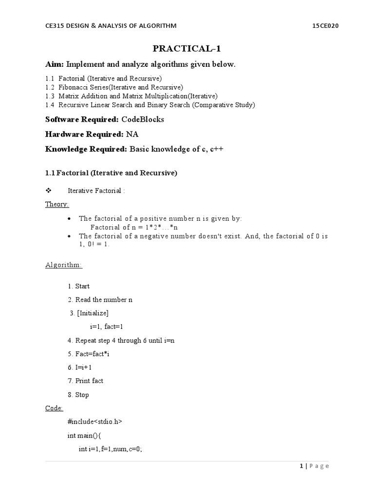 Design And Analysis Of Algorithm Practicals Pdf Time Complexity Algorithms And Data Structures