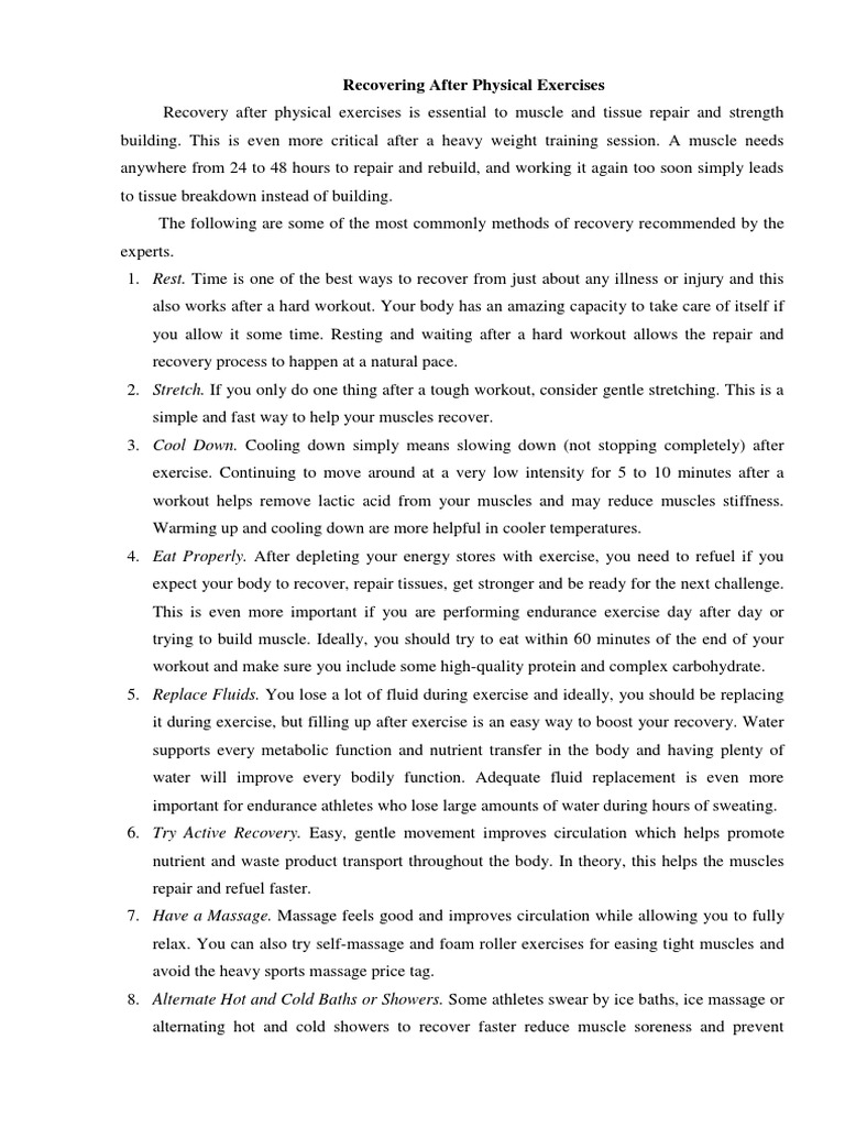 Exercise Recovery: Top 10 Methods | PDF | Muscle | Massage