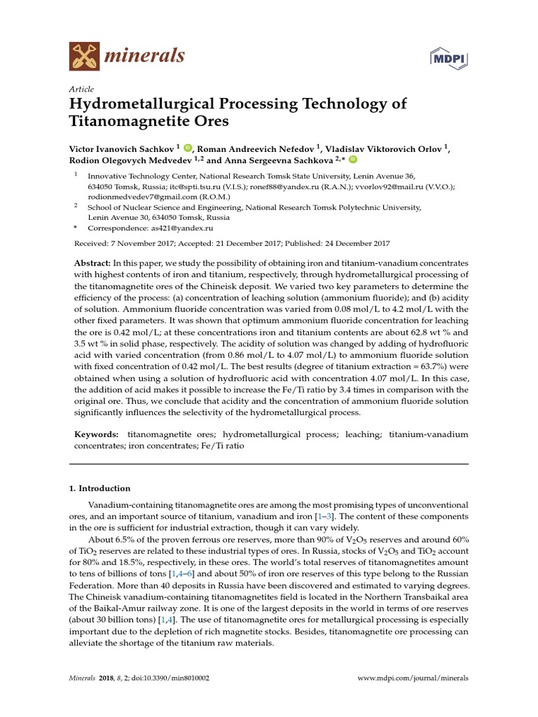Hydrometallurgical Processing of Iron Ores | PDF | Iron | Concentration