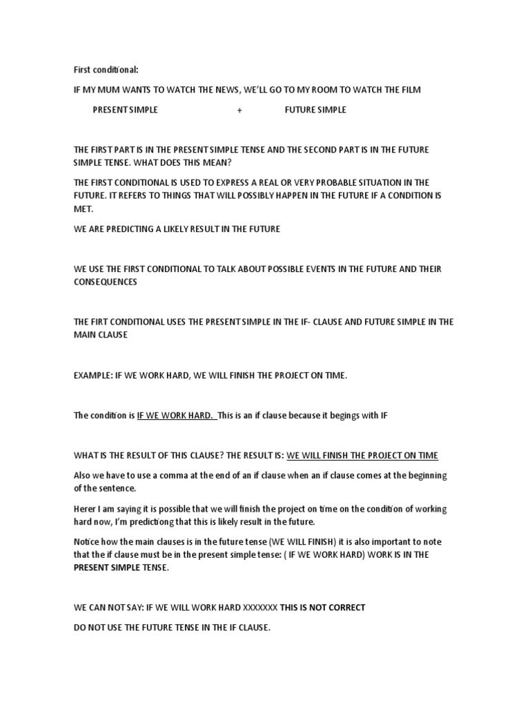 First Conditional | PDF | Grammar | Language Mechanics