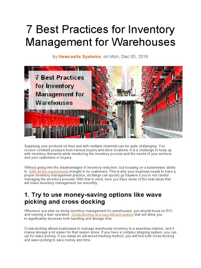 7 Best Practices For Inventory Management For Warehouses | PDF ...