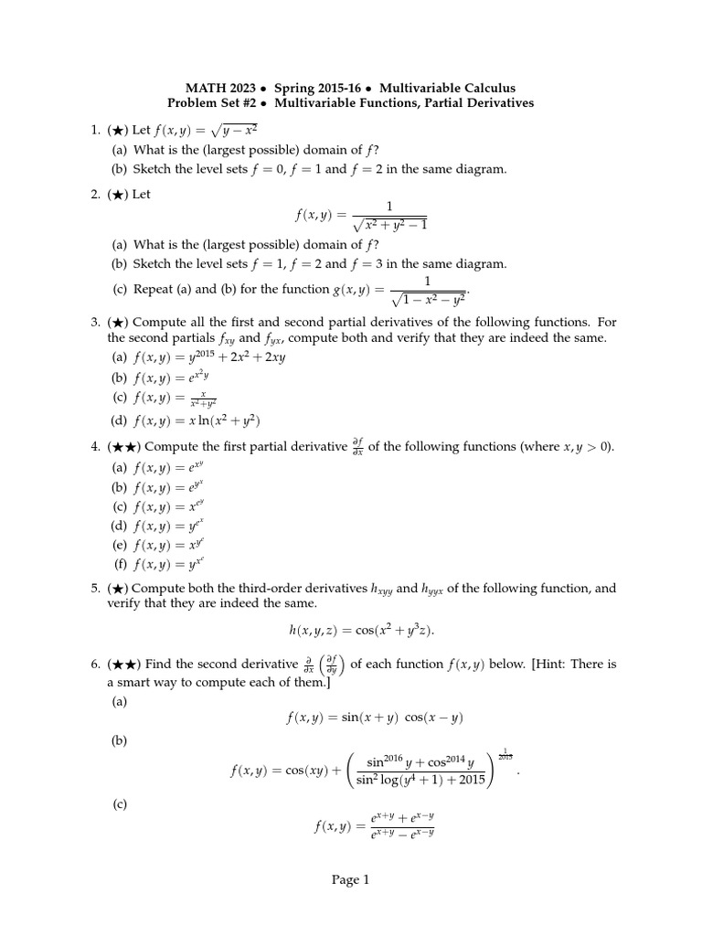 Problem Set 2 | PDF | Differential Calculus | Mechanics