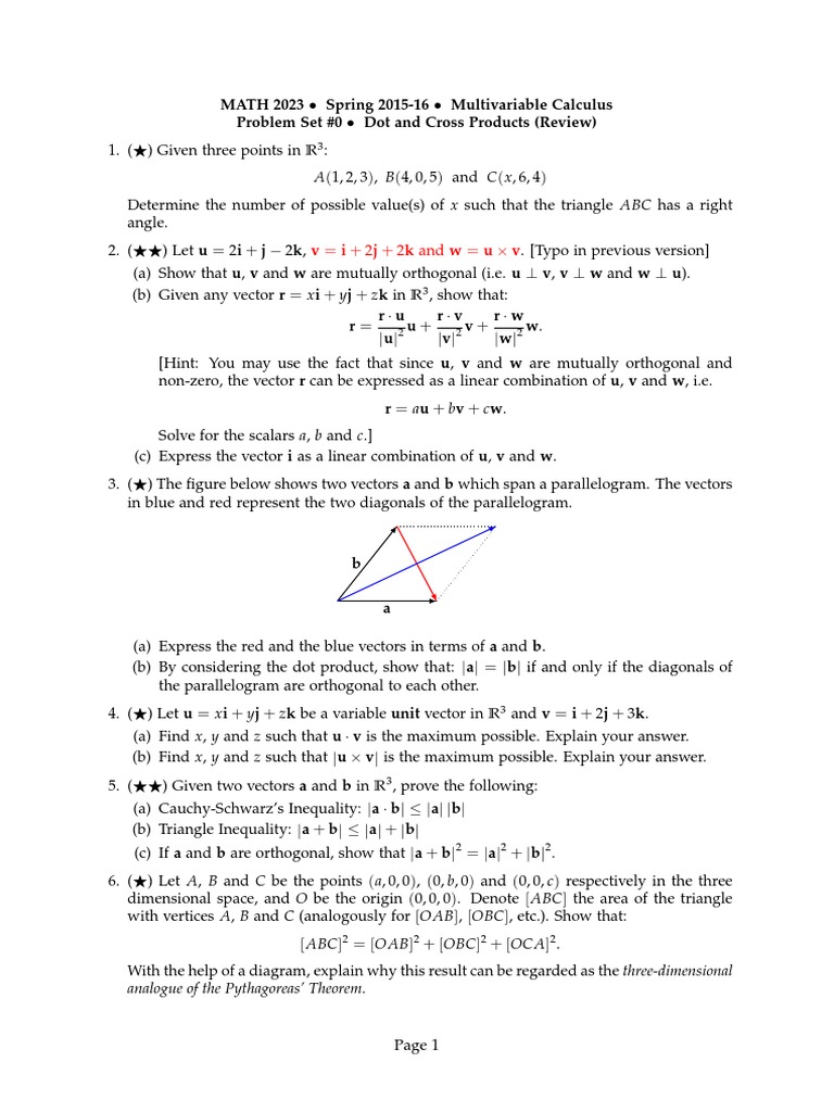 Problem Set 0 | PDF | Euclidean Vector | Linear Algebra