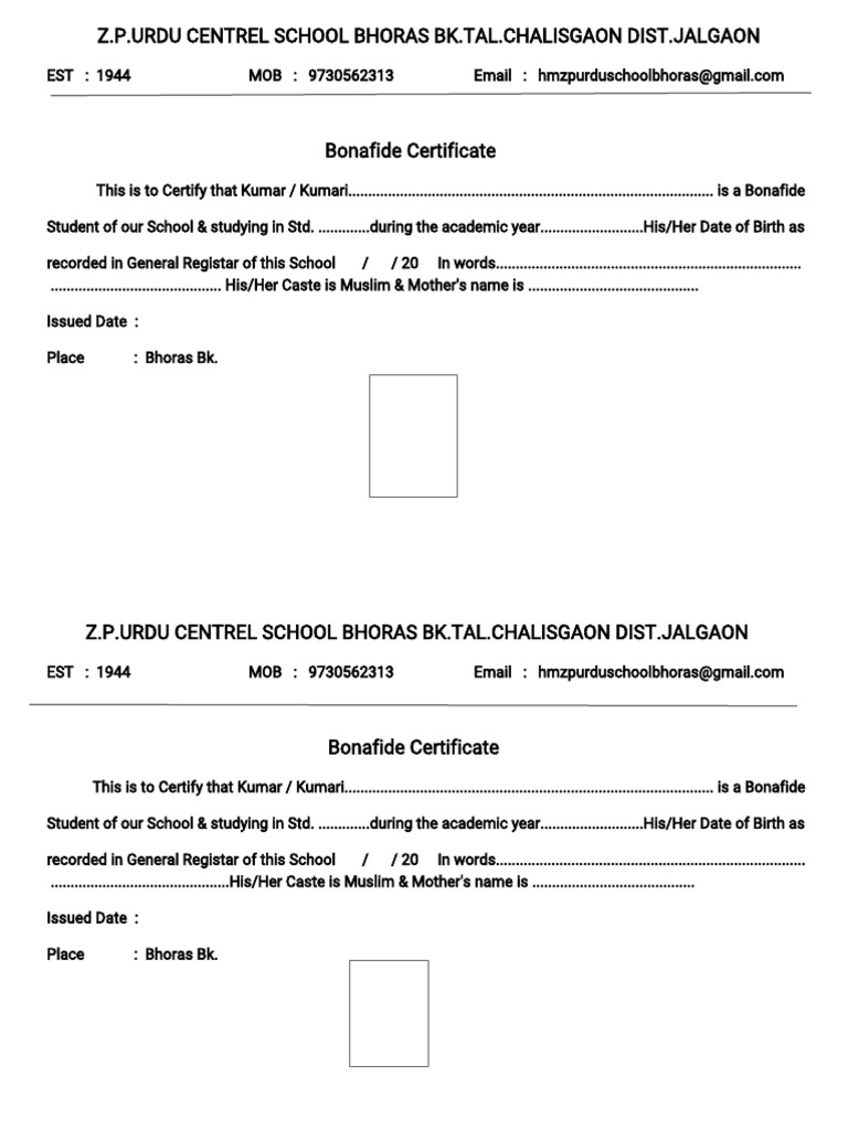 Bonafide Certificate Pdf