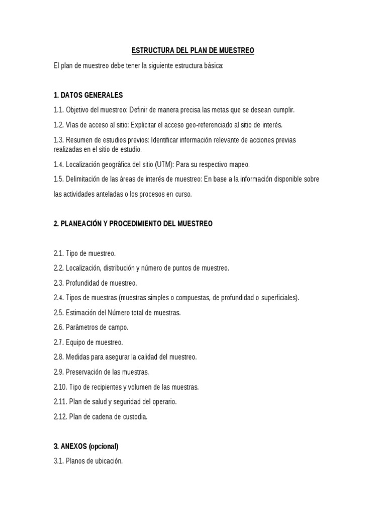 Estructura Del Plan de Muestreo | PDF