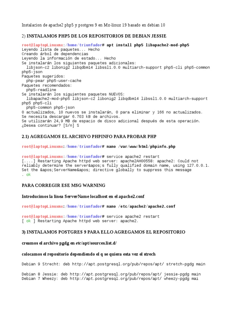 Instalando Apache2 php5 y Postgres 9 en MX - Linux May 2020 | PDF | Php | Tecnología de sistema ...