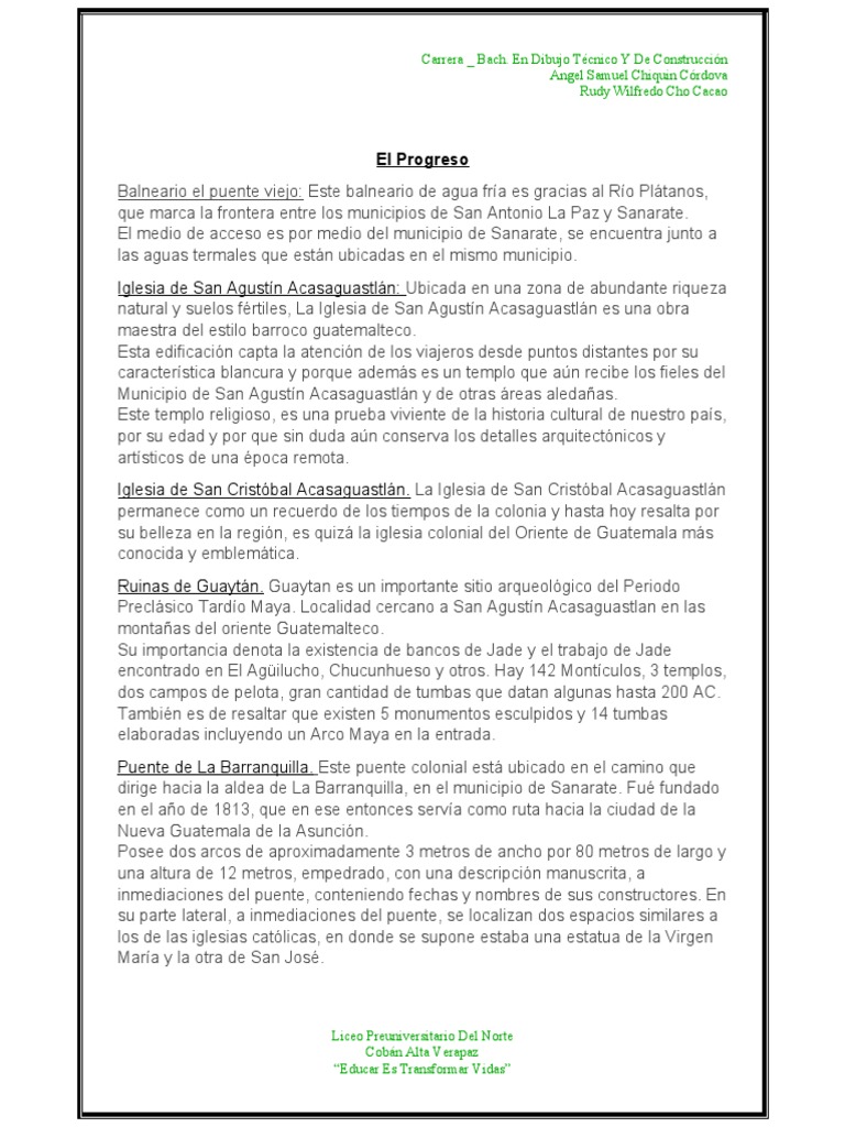 El Progreso Resumen (Departamento de Guatemala) | PDF | Guatemala