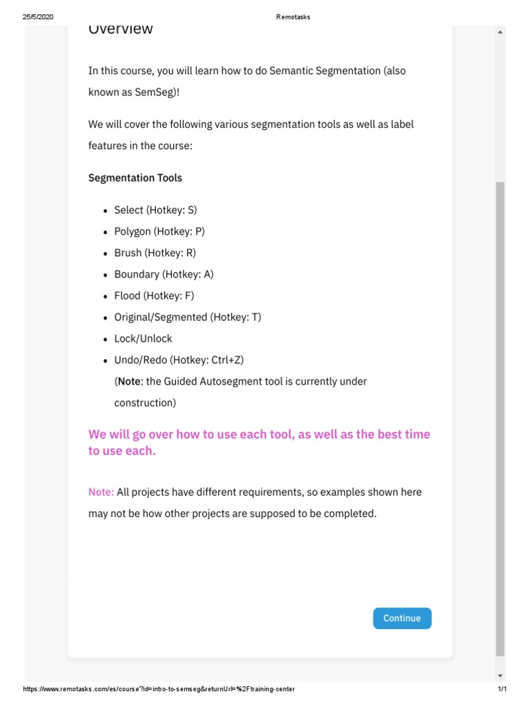 Comandos de Segmentation Remotasks | PDF