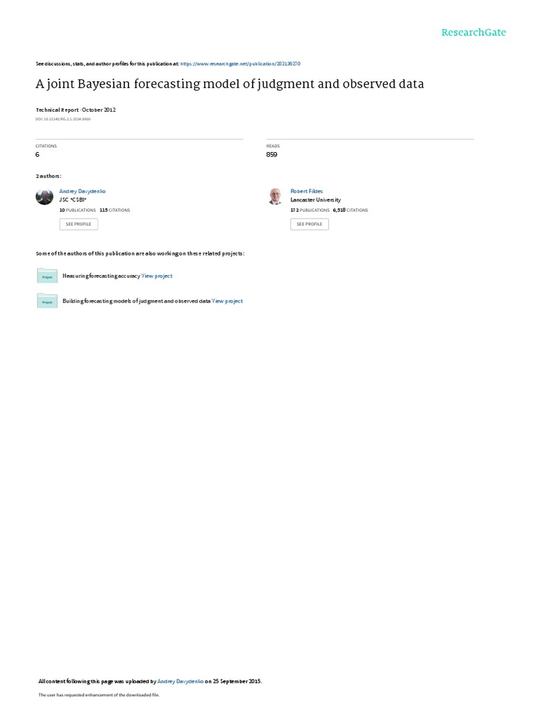 A Joint Bayesian Forecasting Model of Judgment and Observed Data | PDF ...