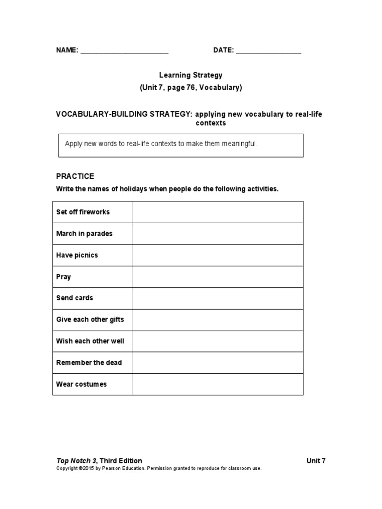 Unit 7 Lesson 1 Learning Strategies (Portfolio) PDF | PDF