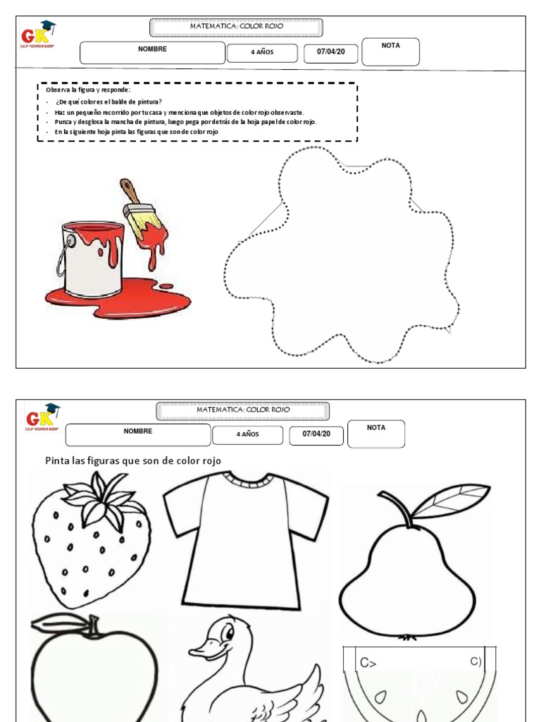 Actividades del color rojo para preescolar | PDF