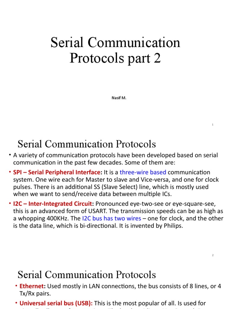 Serial Communication Protocols Part 2: Nasif M | PDF | Network ...