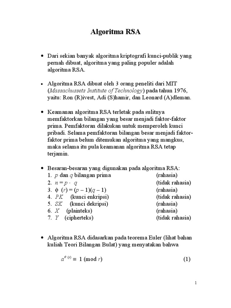 Algoritma RSA - 2 | PDF | Kunci (Kriptografi) | Kriptografi