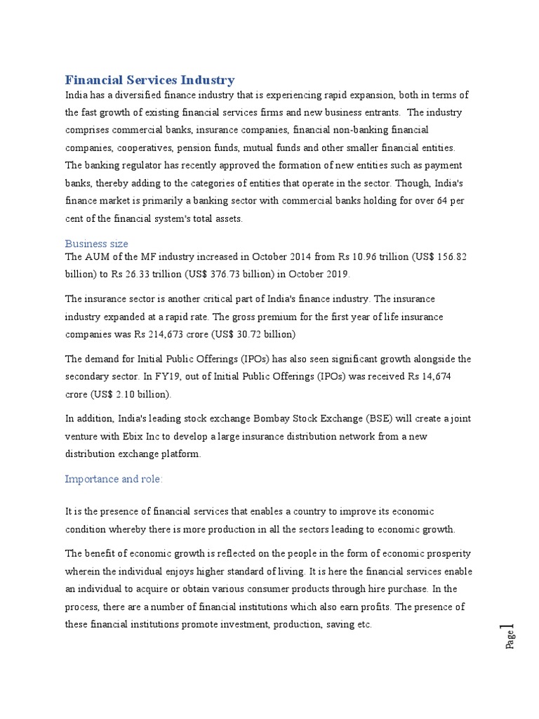 Overview of India's Financial Services Industry | PDF | Capital Market ...