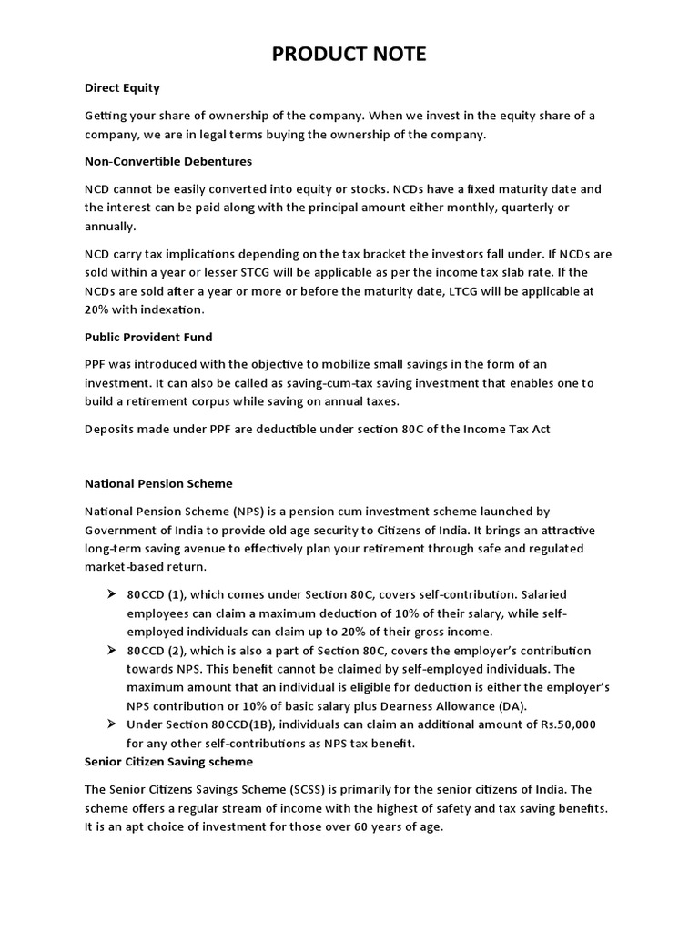 Product Note: Direct Equity | PDF | Exchange Traded Fund | Mutual Funds