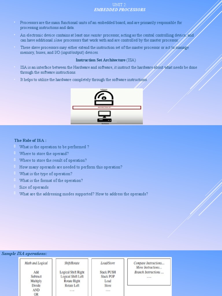 Embedded Processors: Instruction Set Architecture (ISA) | PDF | Central Processing Unit | Random ...