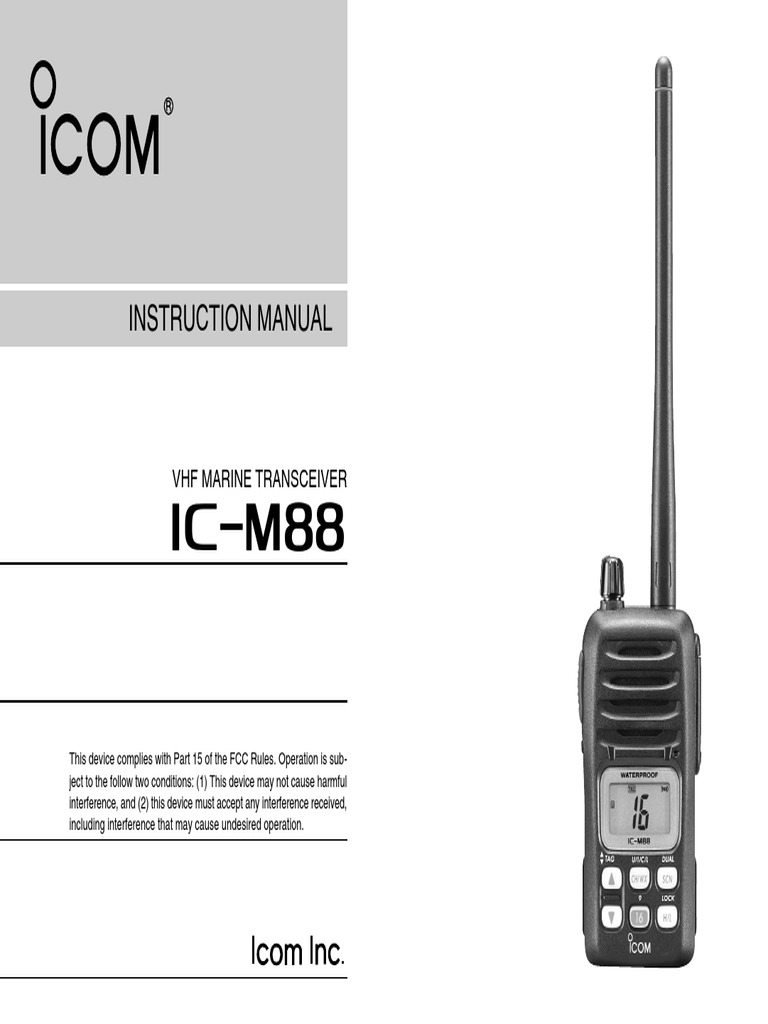 ICOM IC-M88 EN - Parte1 | PDF | Radio | Electromagnetic Interference