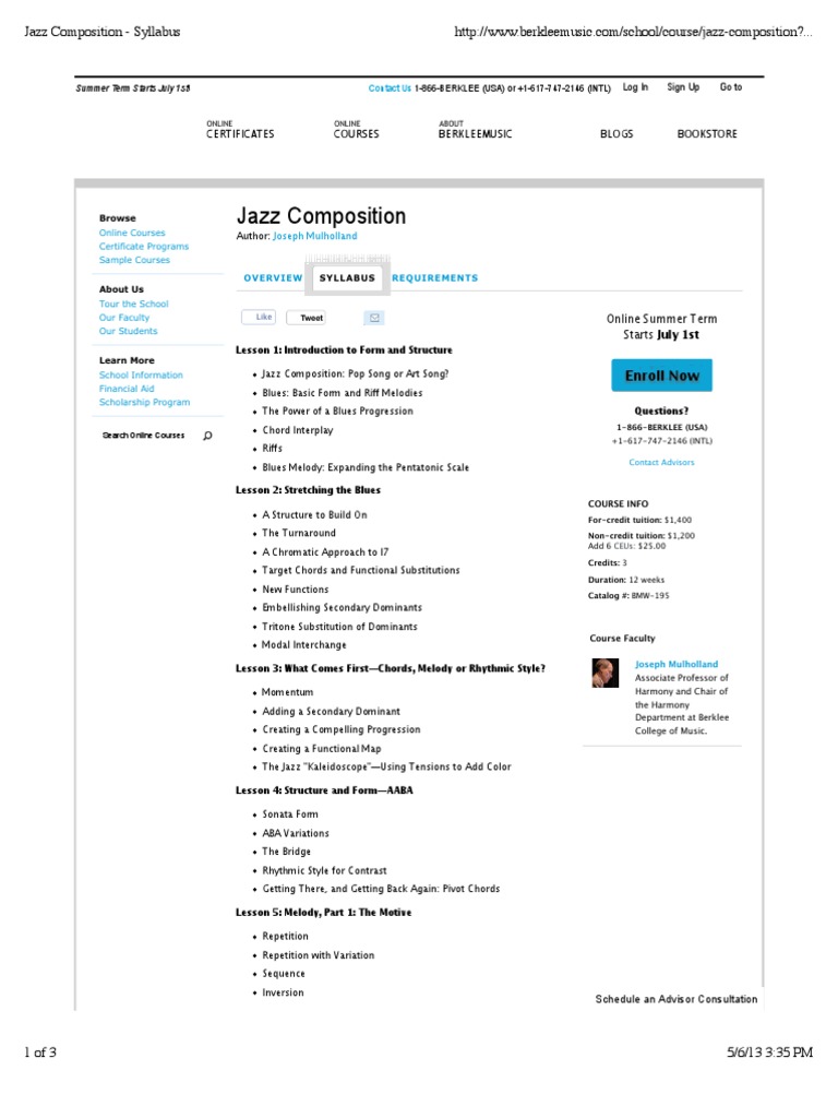 Jazz Composition - Syllabus | PDF | Jazz | Mode (Music)