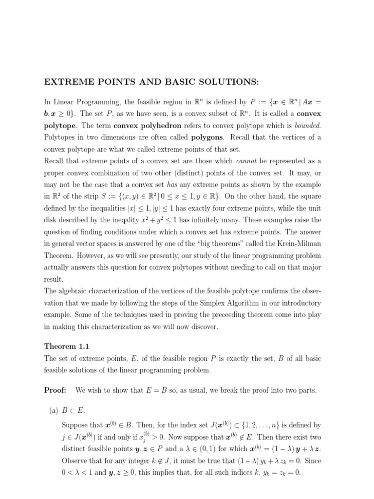 Extreme Points and Basic Solutions | PDF | Linear Programming ...
