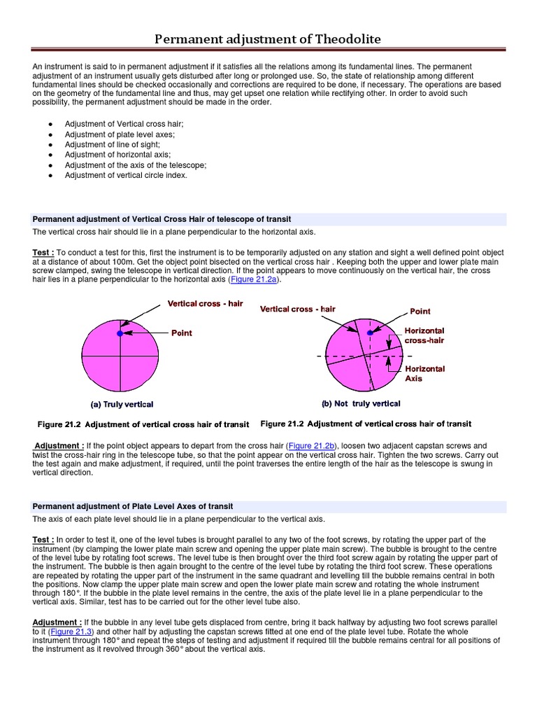 Permanent Adjustment of Theodolite: Figure 21.2a | PDF | Technology ...
