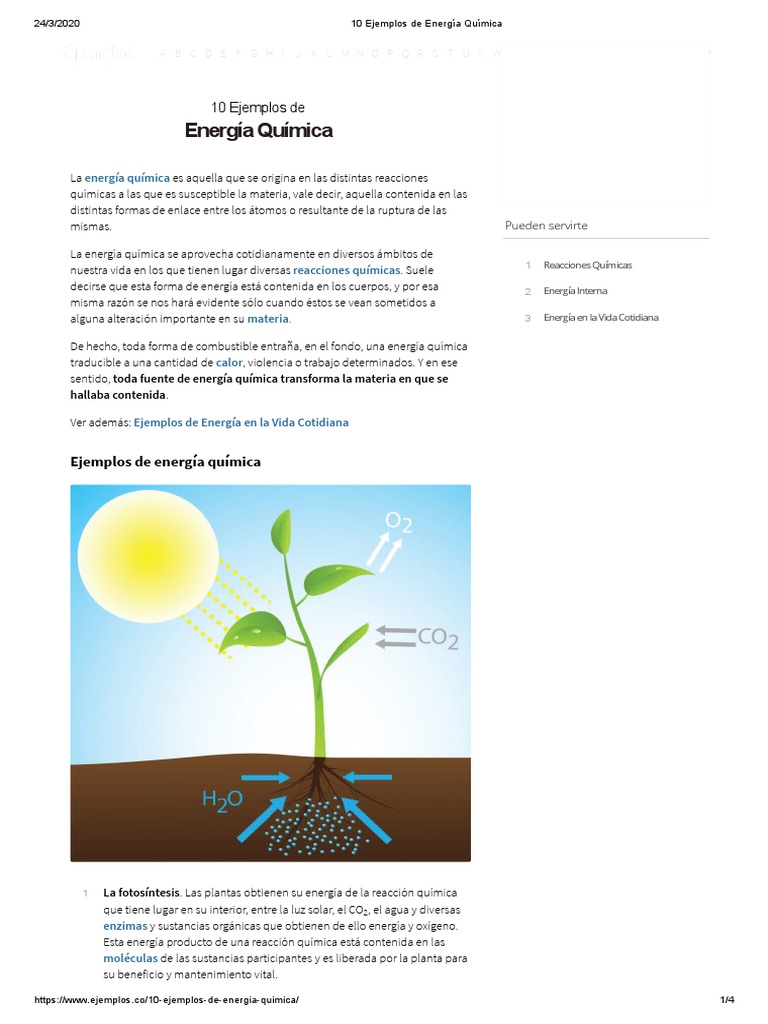 Ejemplos De Energia Quimica