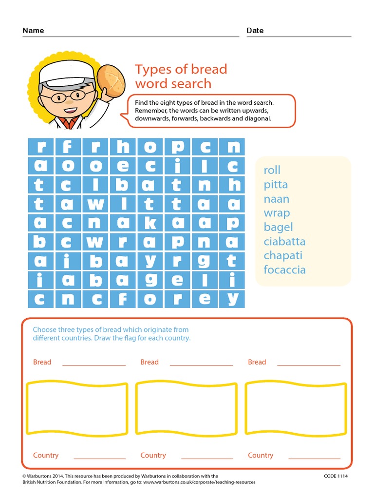 Worksheet - Types of Bread Wordsearch | PDF