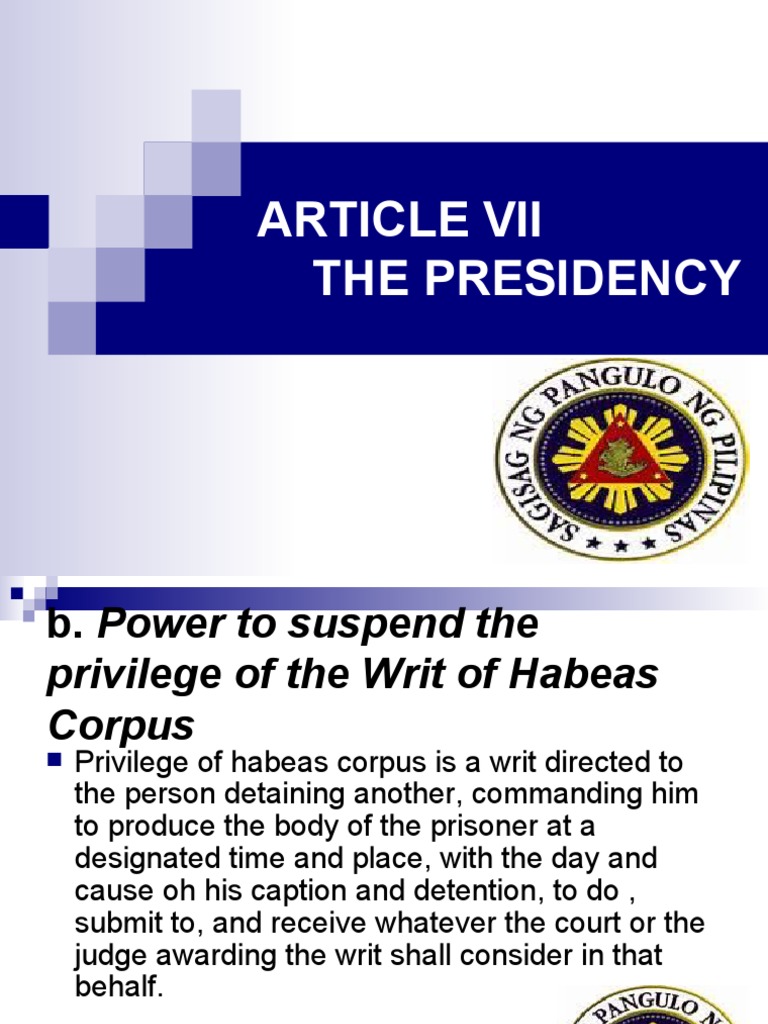 Article Vii | PDF | Pardon | Habeas Corpus