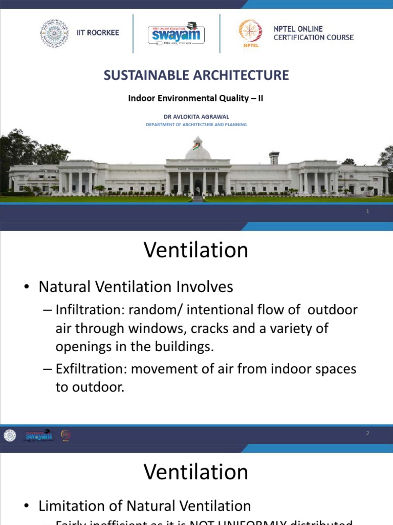 Lecture 42 Indoor Environmental Quality - II | PDF | Ventilation ...