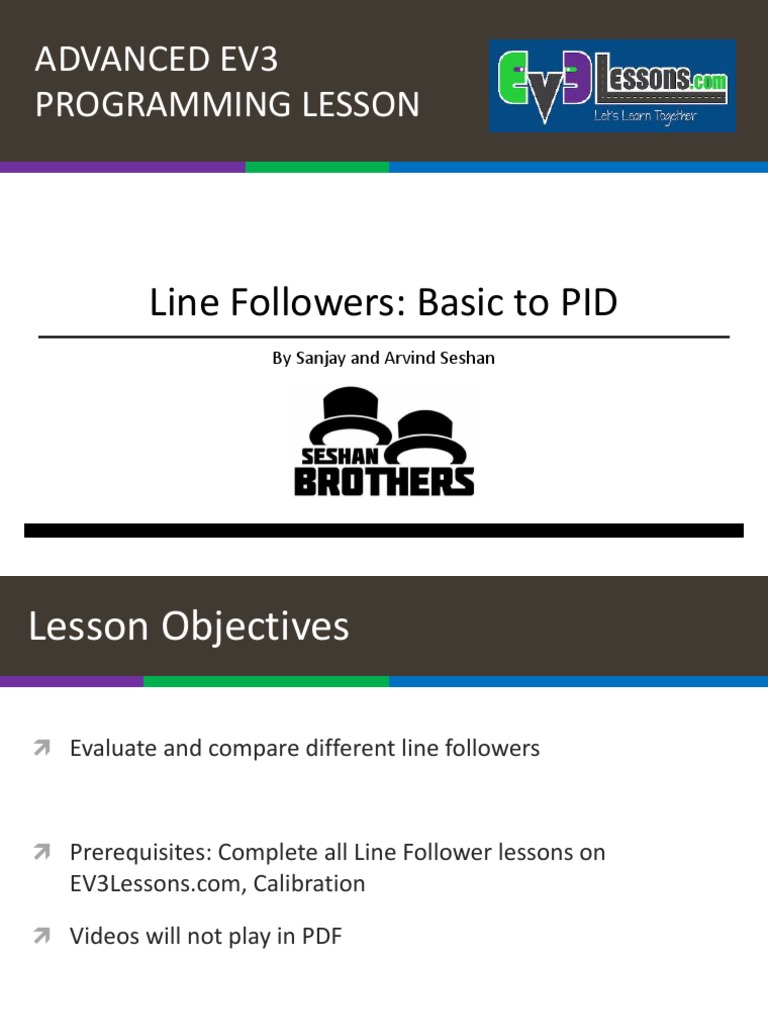 Advanced Ev3 Programming Lesson: Line Followers: Basic To PID | PDF ...
